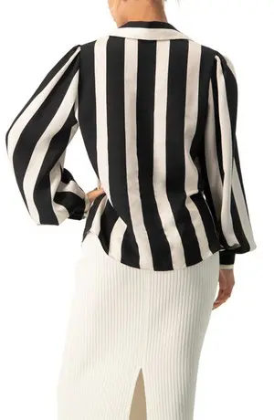 IVONNE Collared Striped Blouse