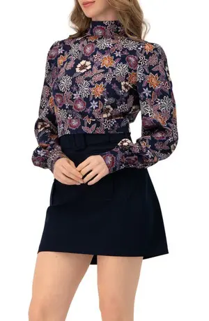 IVONNE Floral Print Tie-back Blouse