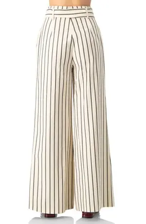 IVONNE Striped Taffeta Wide-leg Trousers - Natural