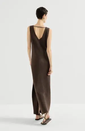 Brunello Cucinelli Rib Knit Dress - Brown