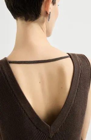 Brunello Cucinelli Rib Knit Dress - Brown