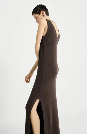Brunello Cucinelli Rib Knit Dress - Brown
