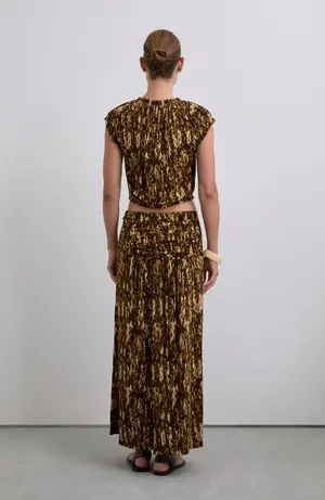 SCALPERS Printed Midi Flared Skirt With Buckle Detail