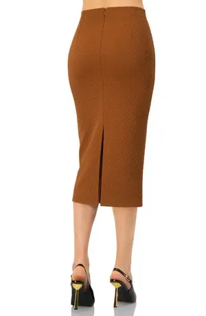 IVONNE Fitted Midi Skirt With Back Slit