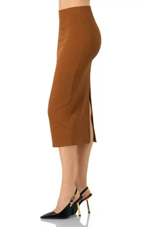 IVONNE Fitted Midi Skirt With Back Slit