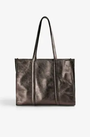 SCALPERS Metallic Leather Shopper Bag