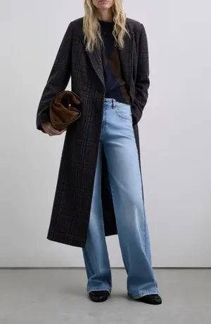 SCALPERS Checkered Print Long Coat