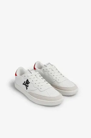 SCALPERS Leather Sneakers With Skull Detail - Blue/red