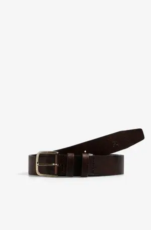 SCALPERS Leather Belt With Skull Detail - Brown