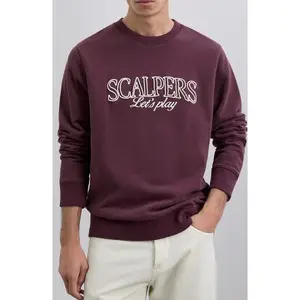 SCALPERS Printed Cotton Sweatshirt - Burgundy