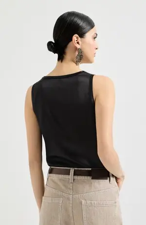 Brunello Cucinelli Satin Top - Black