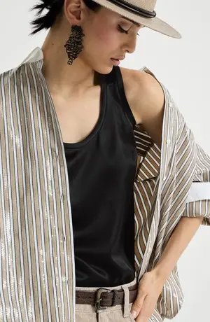 Brunello Cucinelli Satin Top - Black