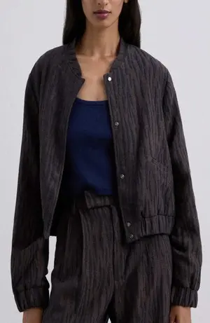 SCALPERS Animal Print Bomber Jacket - Bluebrown