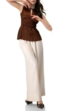 IVONNE Satin Sleeveless Pleated Blouse
