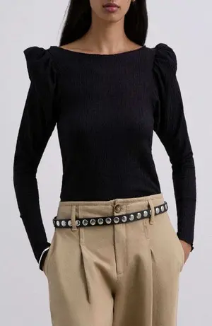 SCALPERS Wrinkle Puff Long Sleeve Tee - Black