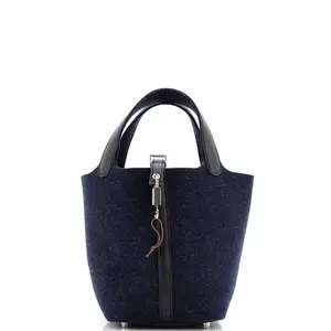 Hermès Picotin Lock Bag Felt With Leather Pm - Blue