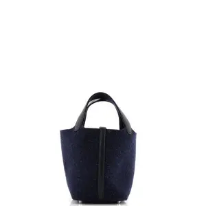 Hermès Picotin Lock Bag Felt With Leather Pm - Blue