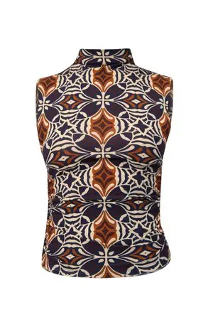 IVONNE Ruched Sleeveless High Neck Blouse