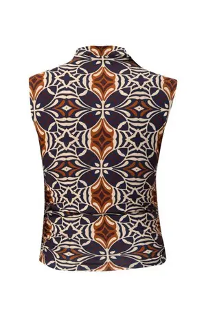 IVONNE Ruched Sleeveless High Neck Blouse