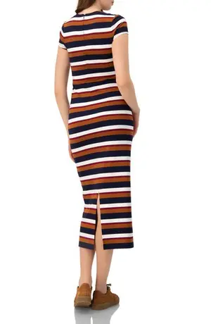 IVONNE Striped Cap Sleeve Maxi Dress