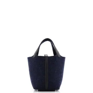 Hermès Picotin Lock Bag Felt With Leather Pm - Blue