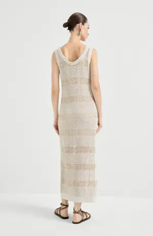 Brunello Cucinelli Striped Cotton Dress - Oat