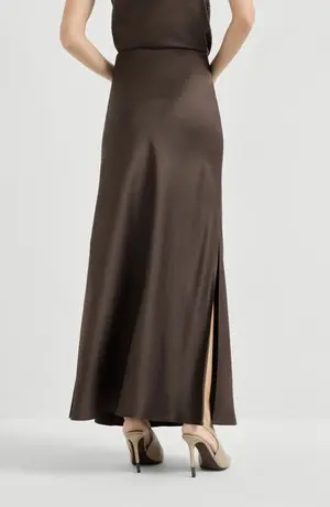 Brunello Cucinelli Bias-cut Maxi Skirt - Cocoa