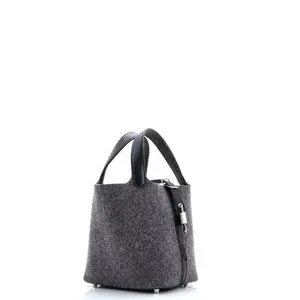 Hermès Picotin Lock Bag Felt With Leather Pm - Grey