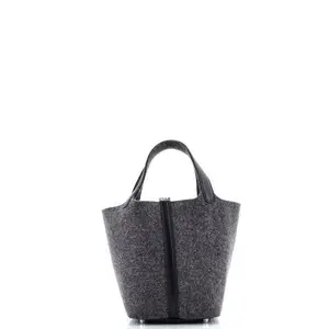 Hermès Picotin Lock Bag Felt With Leather Pm - Grey
