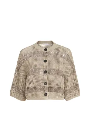 Brunello Cucinelli Cropped Cotton Cardigan - Sand