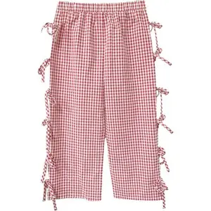 MABEL + HONEY Gingham Full-length Pants With Bow Detail