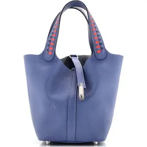 HERMES Picotin Lock Bag Tressage Epsom Pm - Bleu Brighton