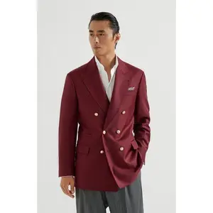 Brunello Cucinelli Blazer With Metal Buttons - Cherry