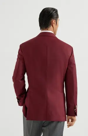 Brunello Cucinelli Blazer With Metal Buttons - Cherry