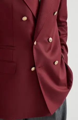 Brunello Cucinelli Blazer With Metal Buttons - Cherry