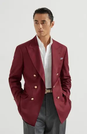 Brunello Cucinelli Blazer With Metal Buttons - Cherry