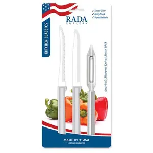RADA 3 Piece Knife Set Propak With Tomato Slicer, Vegetable Peeler - Silver