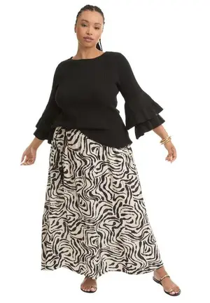 JUNE + VIE Ruffled Long Sleeve Sweater