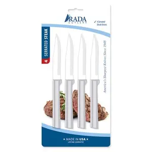 RADA 4 Piece Propak Serrated Steak Knife Set - Silver