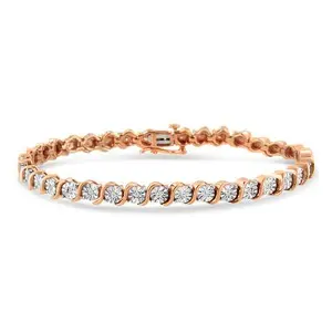 HAUS OF BRILLIANCE 925 Sterling Silver 0.25ctw Diamond Tennis Bracelet - Rose