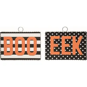 TRANSPAC Wood Color Halloween Corrugated Frame Decor Set Of 2 - Multi