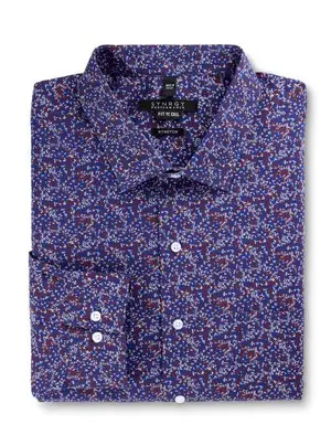 SYNRGY BY DXL Big & Tall Abstract Print Performance Dress Shirt - Navy