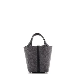 Hermès Picotin Lock Bag Felt With Leather Pm - Grey