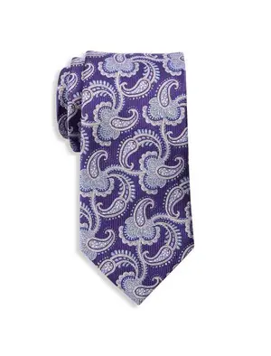 OAK HILL PREMIUM BY DXL Paisley Vines Neck Tie - Purple
