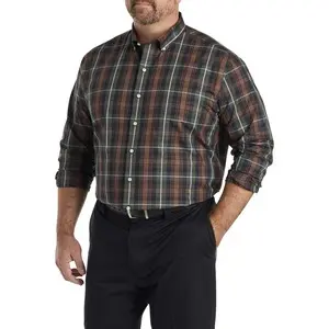 OAK HILL BY DXL Big & Tall Large Plaid Performance Sport Shirt - Green Multi