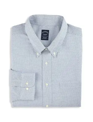 Brooks Brothers Big & Tall Non-iron Micro Check Dress Shirt - Green