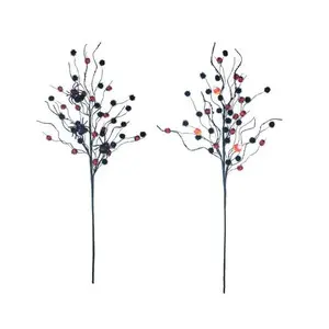 TRANSPAC Fall Harvest Polyester Pom Pom Spray Set Of 2 Home Decor - Multicolored