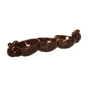TRANSPAC Harvest Squirrel Acorn Bowl Decorative Ceramic Stoneware