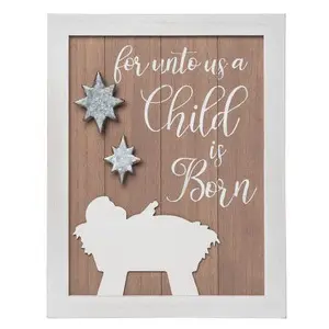 TRANSPAC Wood Christmas Holy Night Block Decor - Multicolored