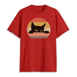 LOST GODS Retro Stripes Cat Short Sleeve Graphic T-shirt